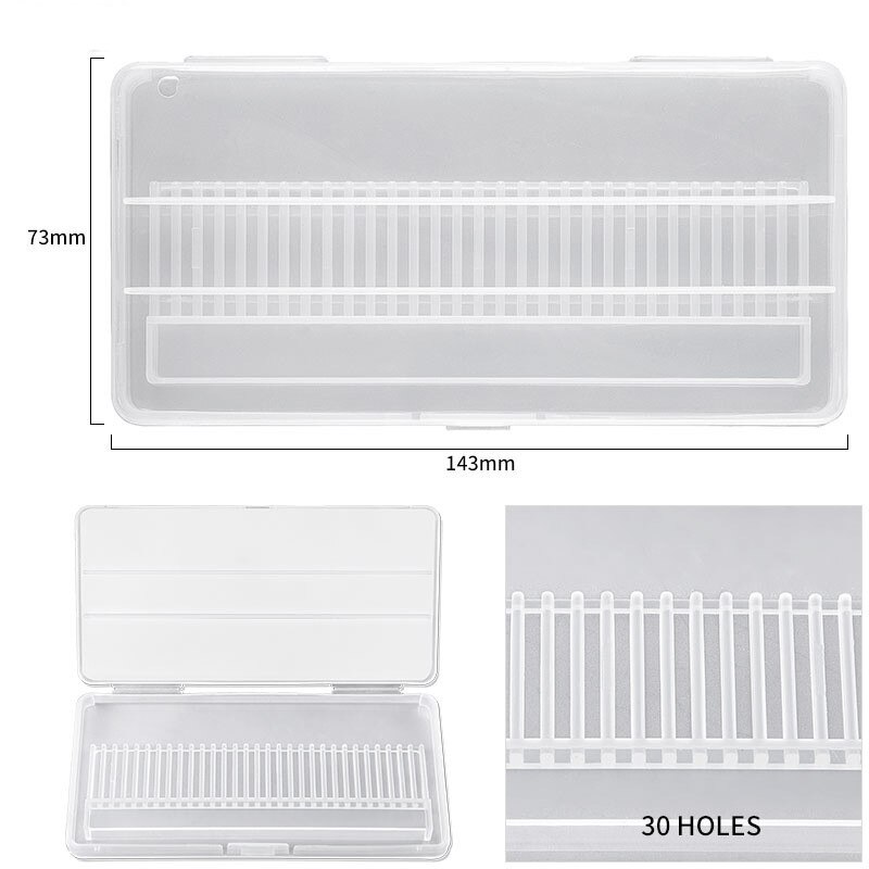 30 Slots Clear Storage Box for Nail Drill Bit File... – Vicedeal
