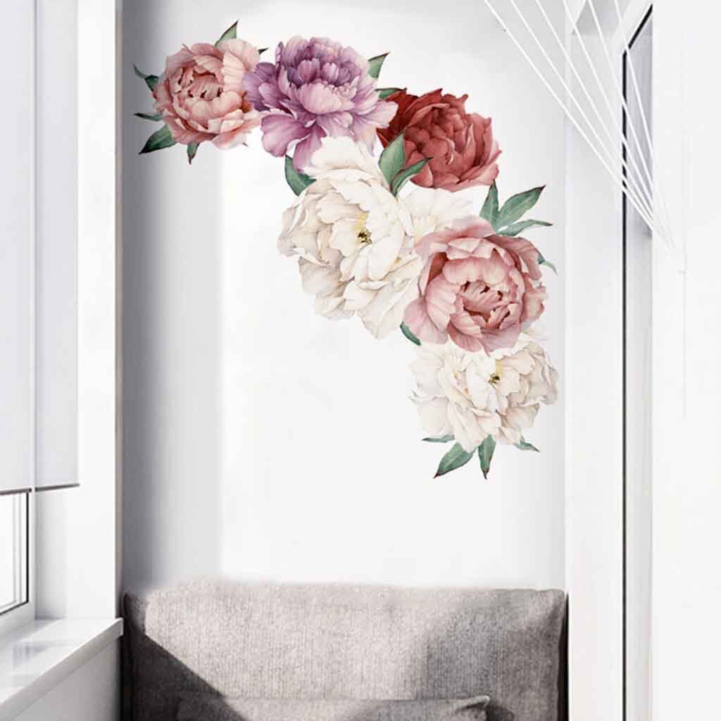 Peony Rose Flowers Wall Sticker Home Decor Art Nur... – Grandado