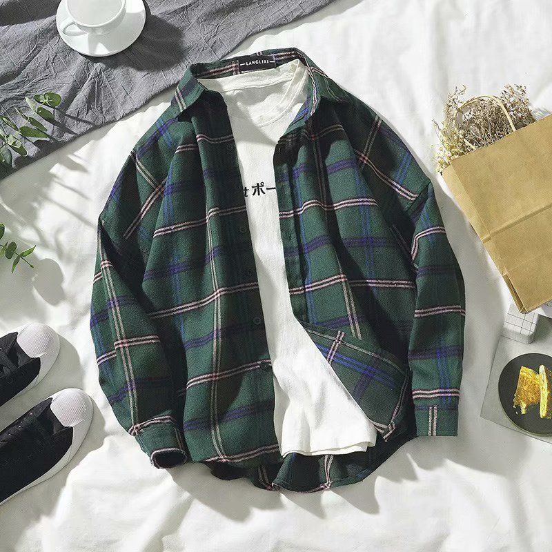 Men Plaid Shirt Casual Loose Wool Jacket Coat Men ... – Vicedeal
