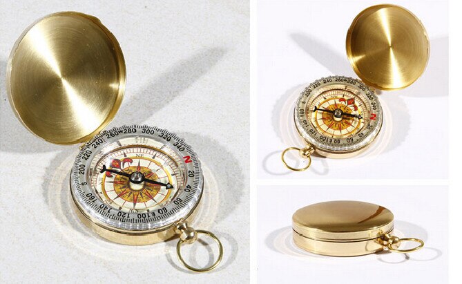 Camping Hiking Portable Brass Pocket Golden Compas Vicedeal