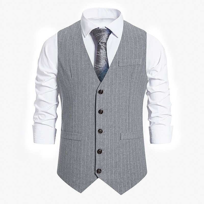 Mens Striped Single Breasted Suit Vests Brand Gent... – Grandado