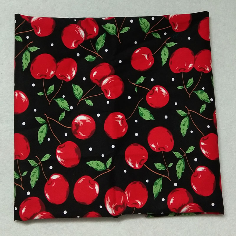! Red Cherry Printed Cotton Spandex Fabric 50x125c... – Grandado
