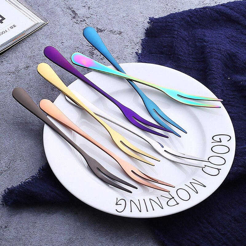 Colorful stainless steel finger food party fork, s... – Grandado