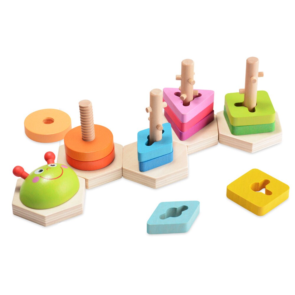Kids Educational Toys Wooden Caterpillar Puzzles G... – Grandado