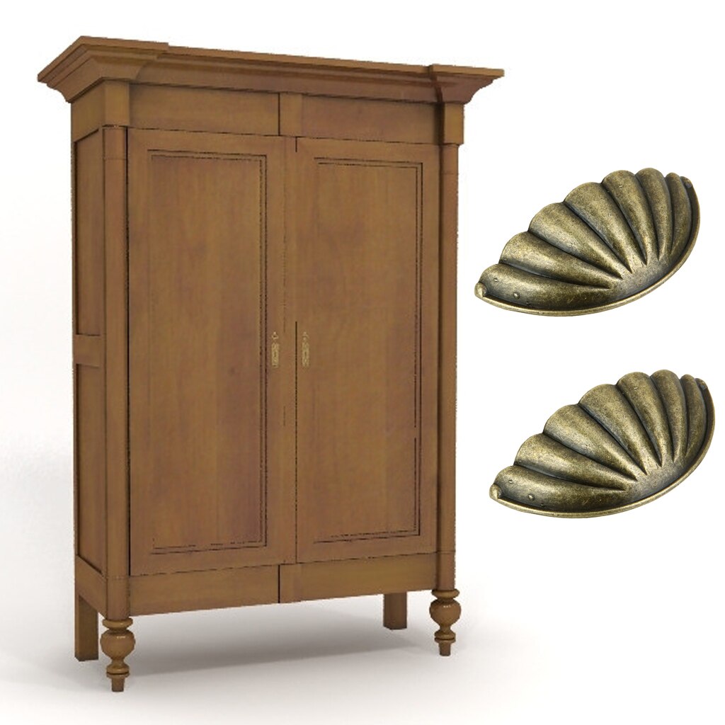Antique Brass Shell Knob Cupboard Door Cabinet Dra... – Grandado
