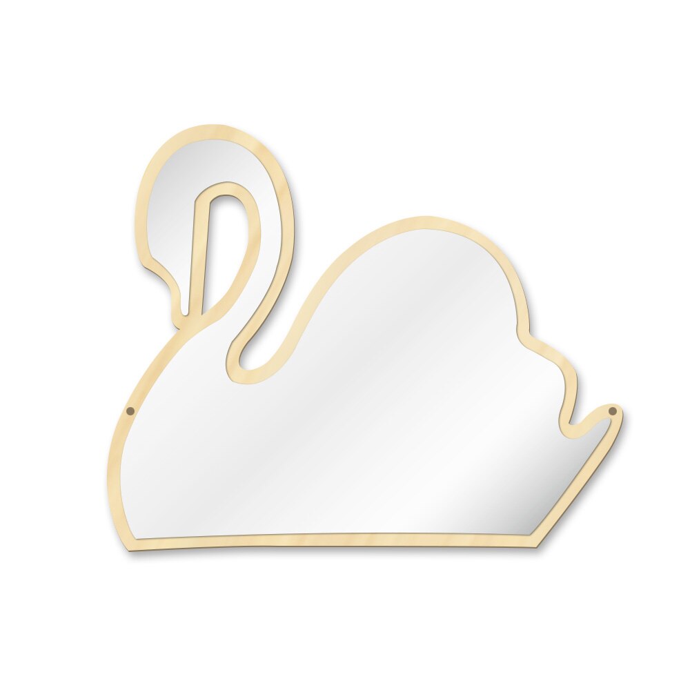 Sleeping Swan Wall Mirror Wood And Acrylic Make-up... – Grandado