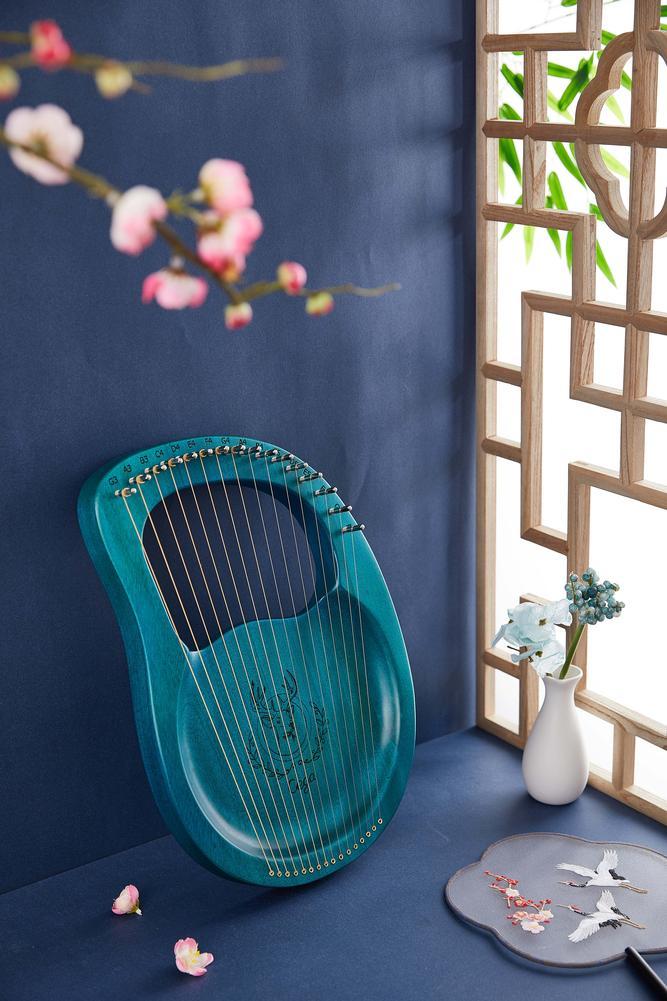 New16 Strings Wooden Mahogany Lyre Harp Instrument... – Grandado