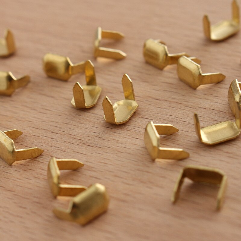 100Pcs 8x5mm mini Brass Leather Staples Two Prong ... – Vicedeal