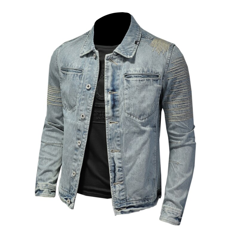 Mannen Denim Jas Trend Lente En Herfst Jas Denim J... – Vicedeal