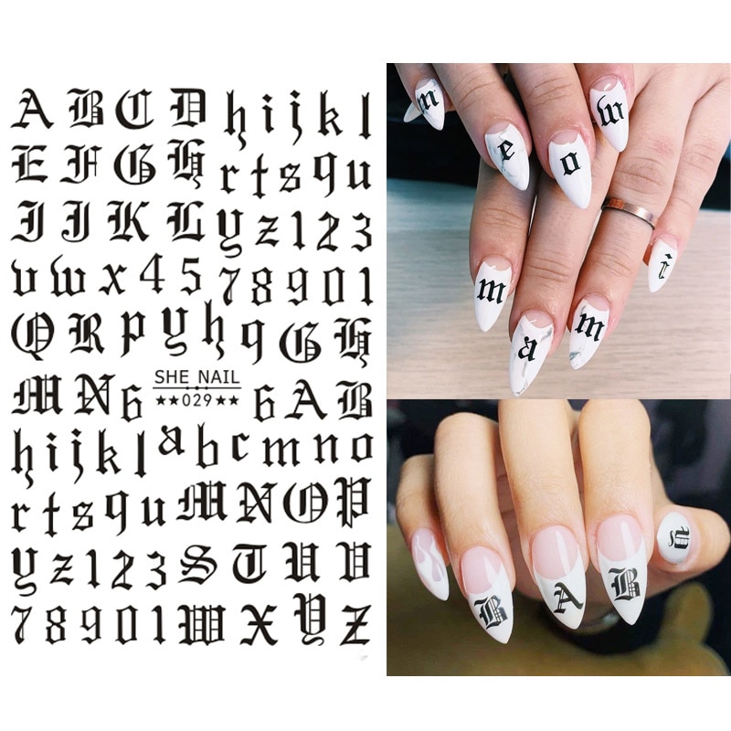 3pc/set Letter Nail Stickers Tips Nail Art Adhesiv... – Vicedeal