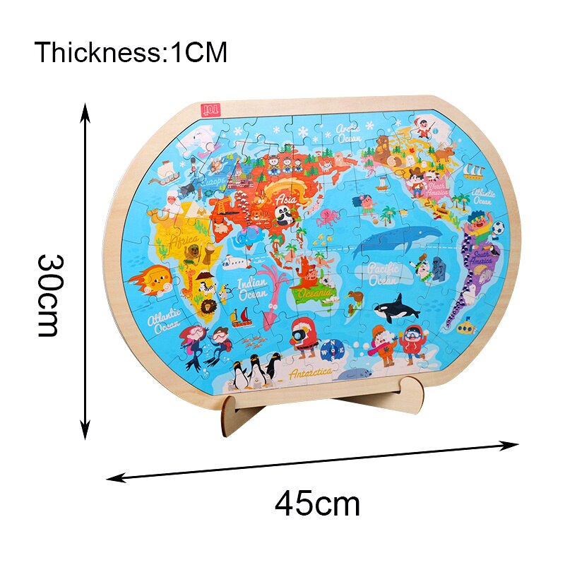 Kids Toys Wooden World Map Puzzle 45*30cm Jigsaw P... – Grandado