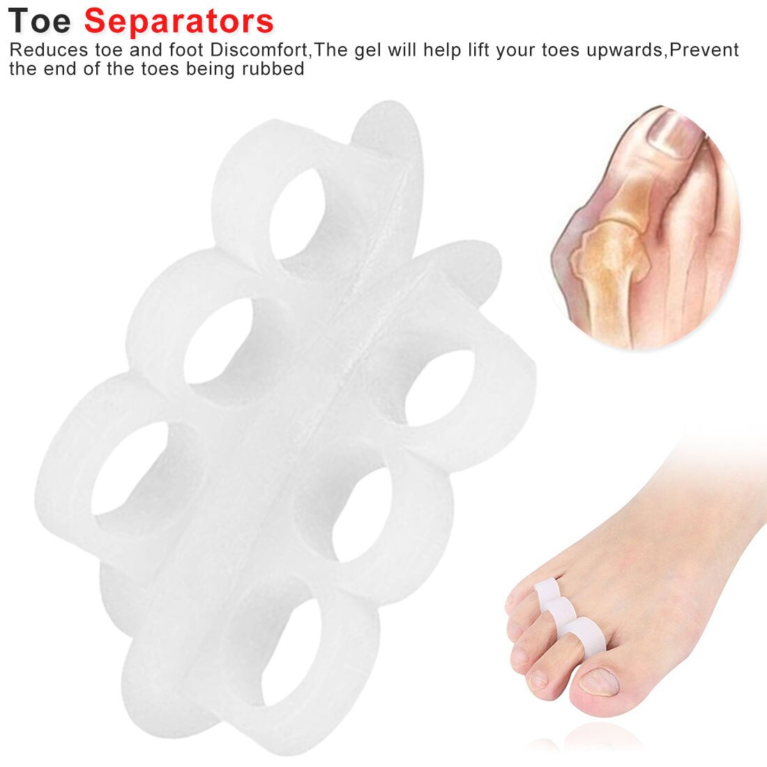 2pcs/1pair Gel Toe Separators Stretchers Alignment... – Grandado