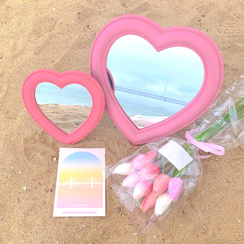 Pink Love Mirror Desktop Vanity Mirror Wall Mounte... – Grandado