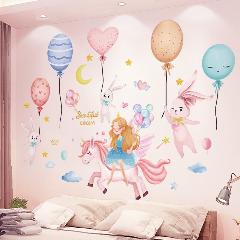 [shijuekongjian] Balloons Rabbits Wall Stickers DI... – Grandado