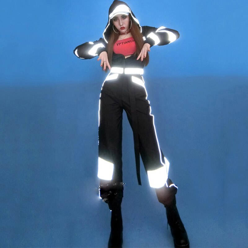 Hip Hop Costumes Adults Reflective Jacket Pants Ja... – Grandado