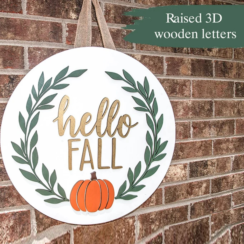 Ronde Houten Herfst Welkom Teken Rustieke Voordeur... – Vicedeal