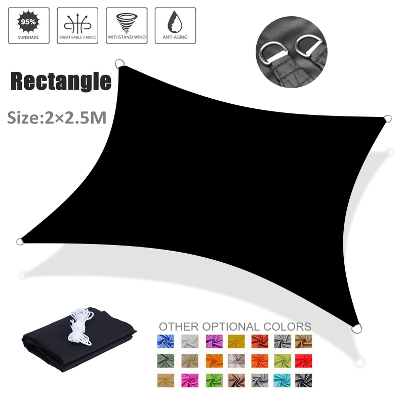 Black Waterproof Sunshade Sail Outdoor Shade Canop... – Grandado