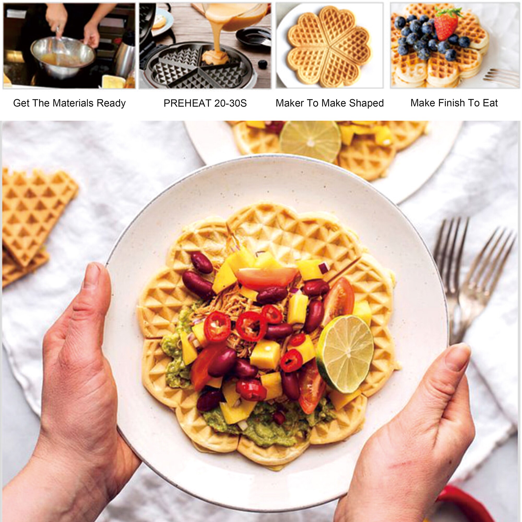 750W Electric Waffles Maker Machine Adjustable Tem... – Vicedeal