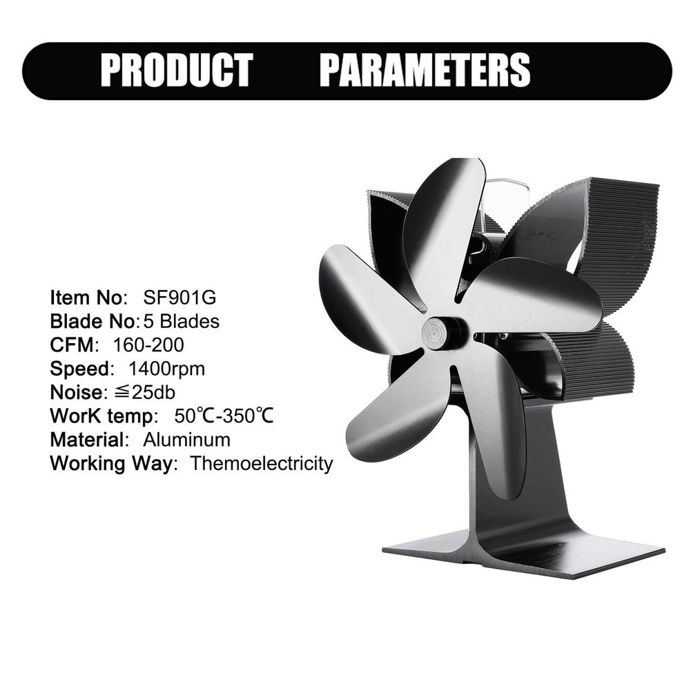 5-blade Fireplace Fan Quiet Safe Heat Powered Stov... – Grandado