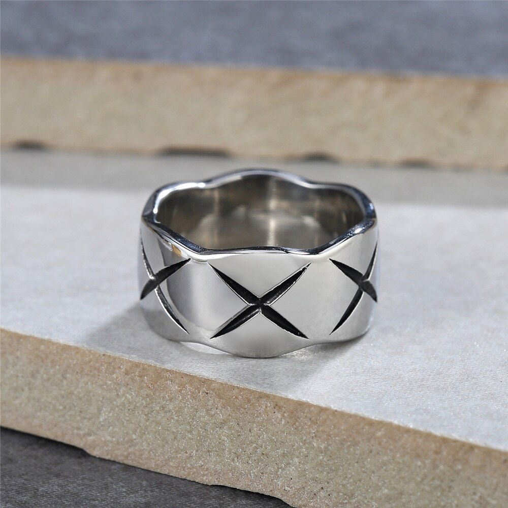 Punk Hip Hop Rvs/Gouden Kruis Ring Voor Mannen Vro... – Grandado