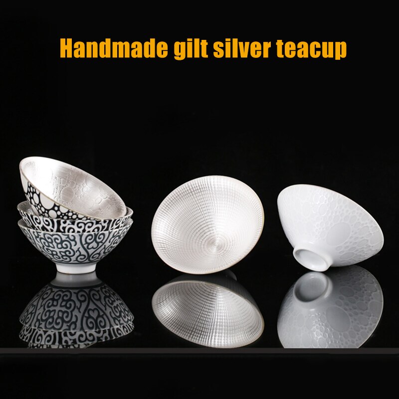 Silver Cup 999 Pure Silver Cup Handmade Ceramic In... – Vicedeal