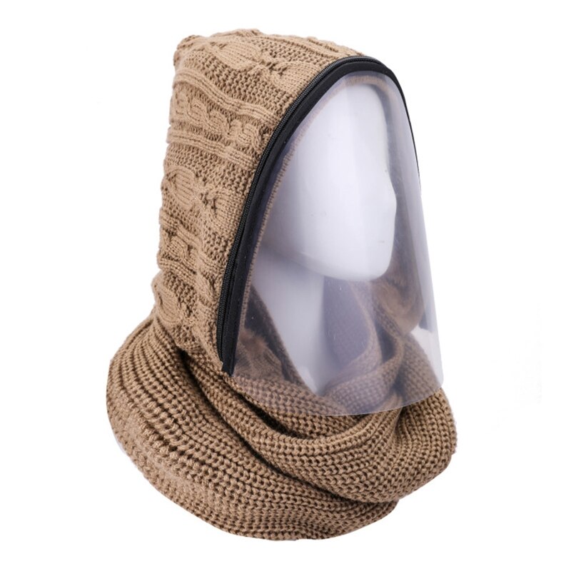 Winter Knit Hooded Scarf Removable Clear Solid Col... – Grandado
