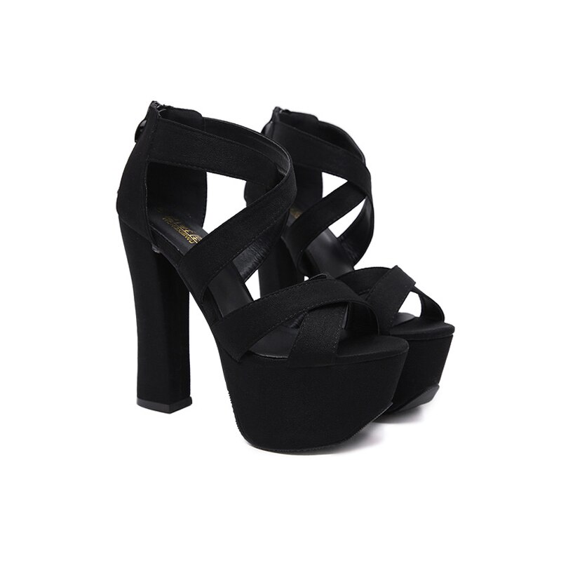 14cm hakken dames sandalen zwarte suède sandalen h... – Vicedeal