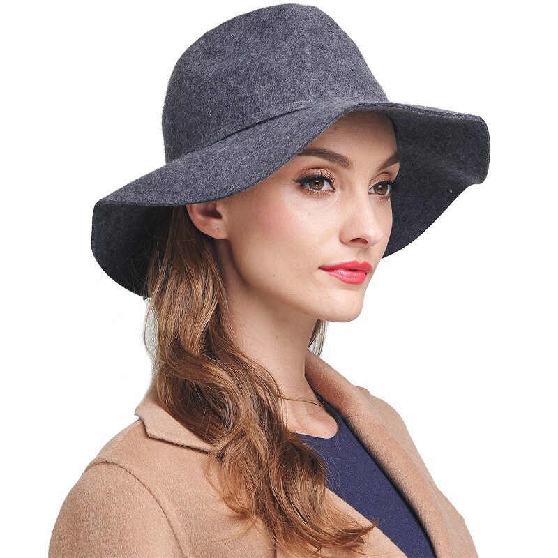 Fedoras Wool Hat Ladies Wide Brim Woolen Hat Adult... – Grandado