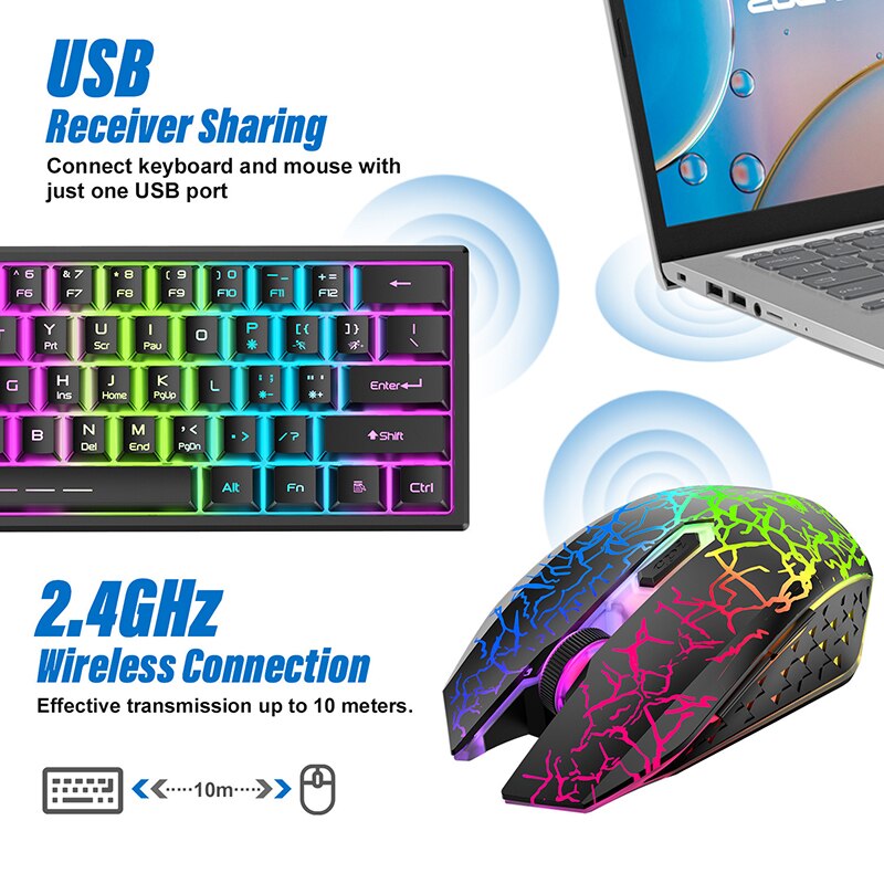 Wireless Rechargeable Keyboard Colorful Led Backli... – Grandado