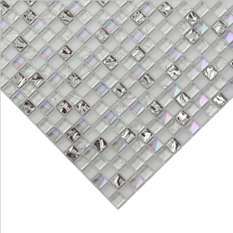 Rainbow Colored Whie Silver Glass Mosaic Tile Back... – Grandado