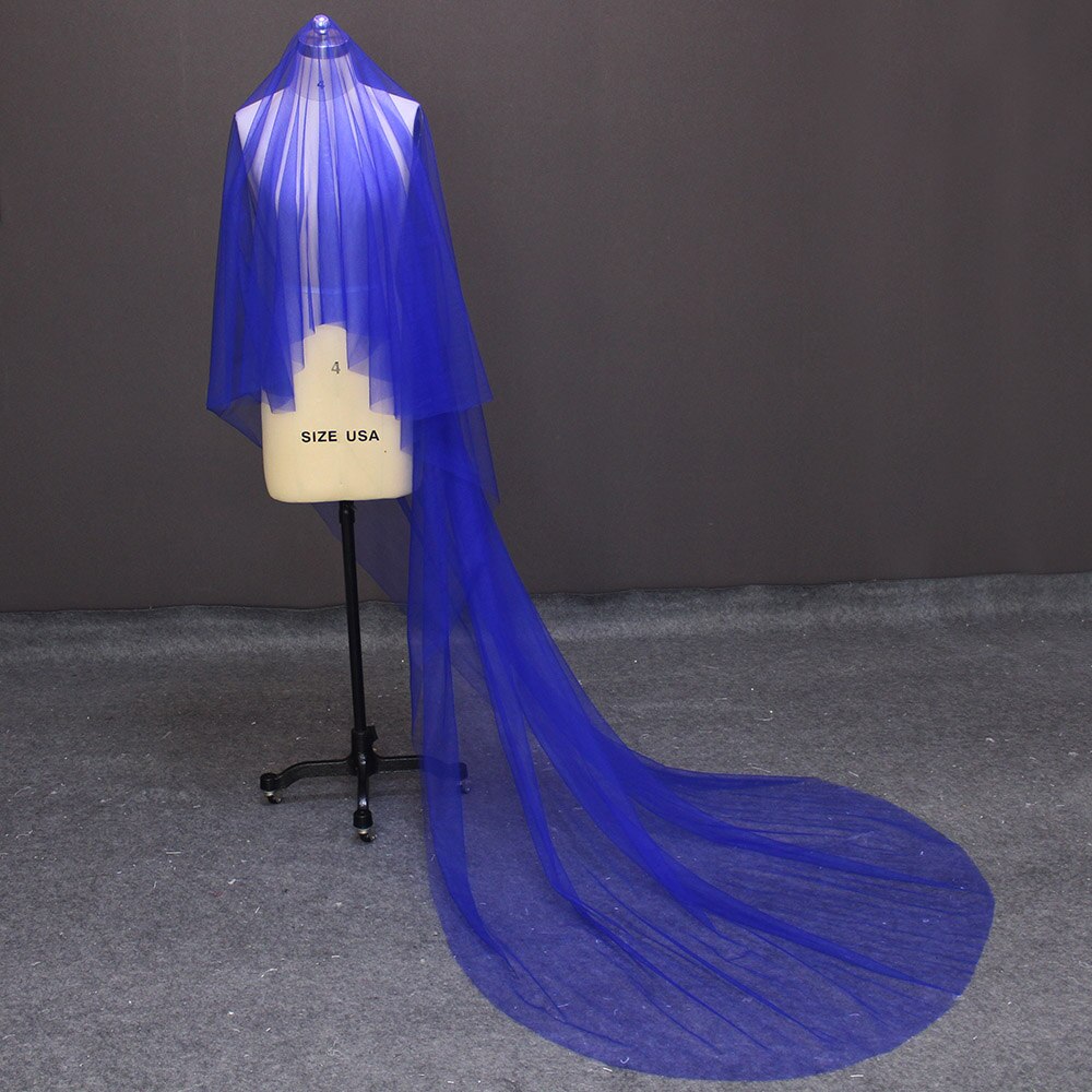 Real Image 3 Meters Royal Blue Long Wedding Veil W... – Grandado