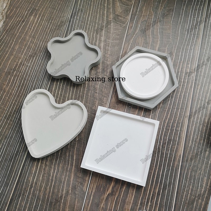 Hexagon Coaster Concrete Tray Silicone Mold Round ... – Vicedeal