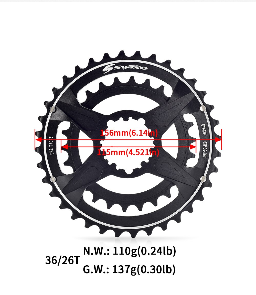 SWTXO Mountain Bike GXP Double Chainring 36/26T 38... – Vicedeal
