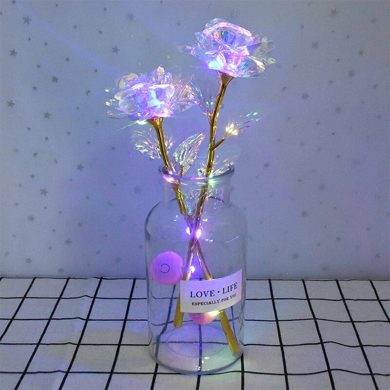 1 Bouquet Eternal Rose LED Lights Artificial Flowe... – Grandado