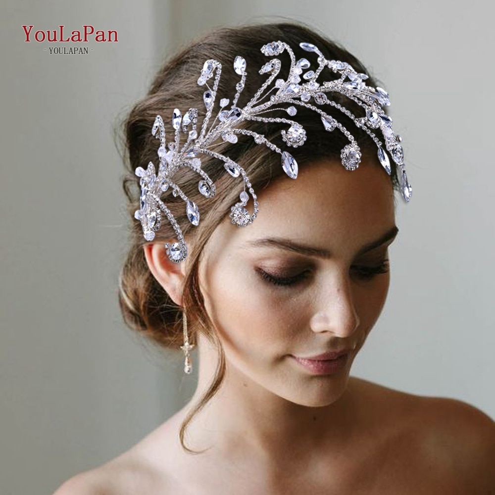 YouLaPan HP250 Nobby Wedding Crown Rhinestone Fore... – Grandado