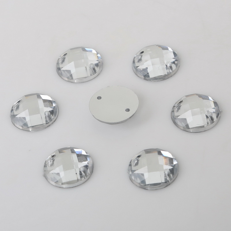 Round Acrylic Crystal Stone Sew On Rhinestone 2 Ho... – Grandado