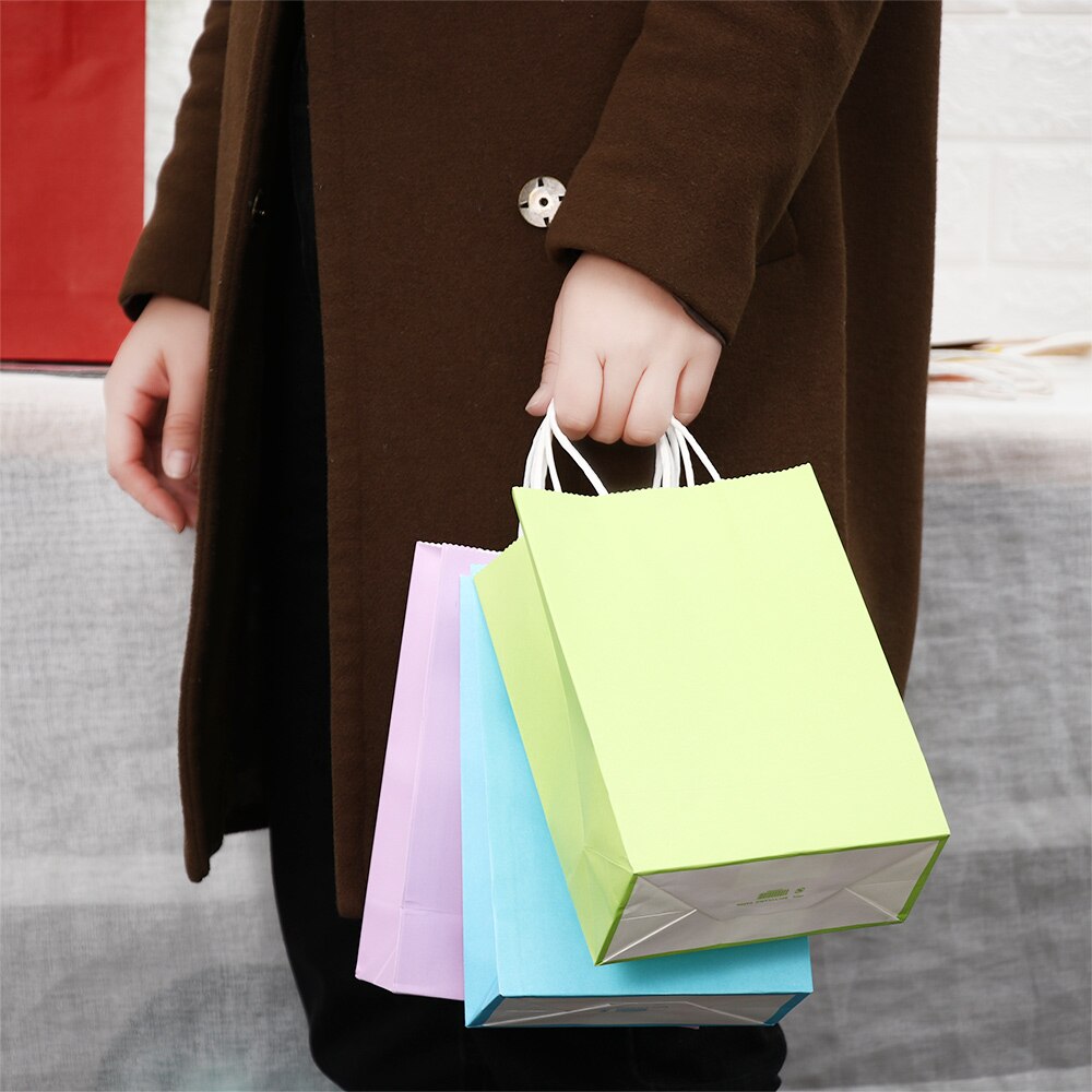5Pcs Kraft Paper Bag With Handle Shop Loot Bag Wed... – Grandado
