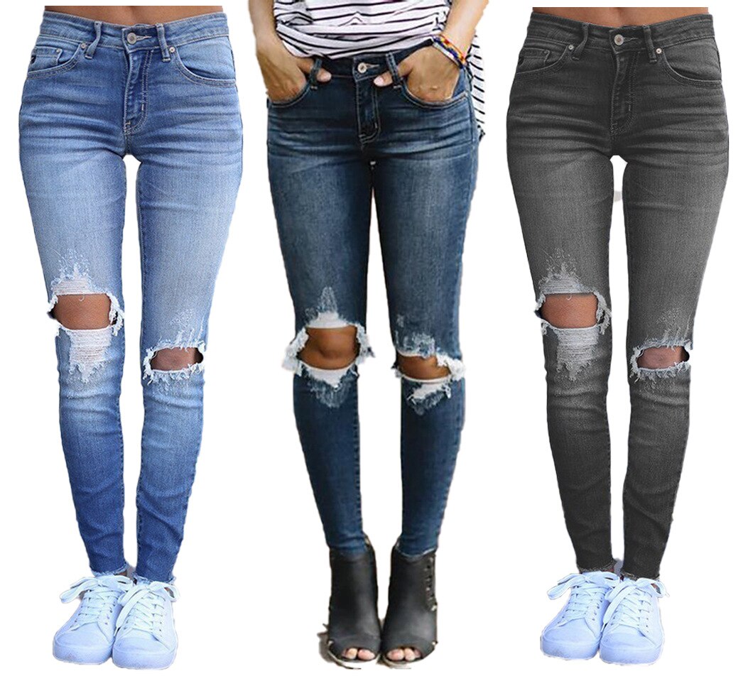 Casual hole summer tight high waist female jeans b... – Grandado
