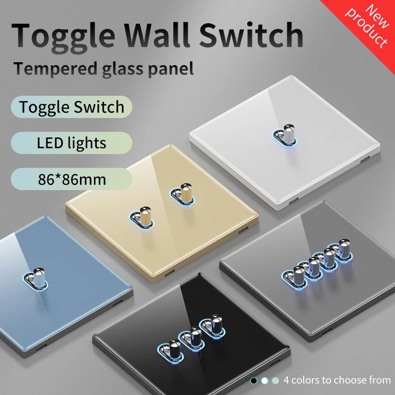 Black Glass Sliding Wall Lamp Switch Socket EU UK ... – Grandado