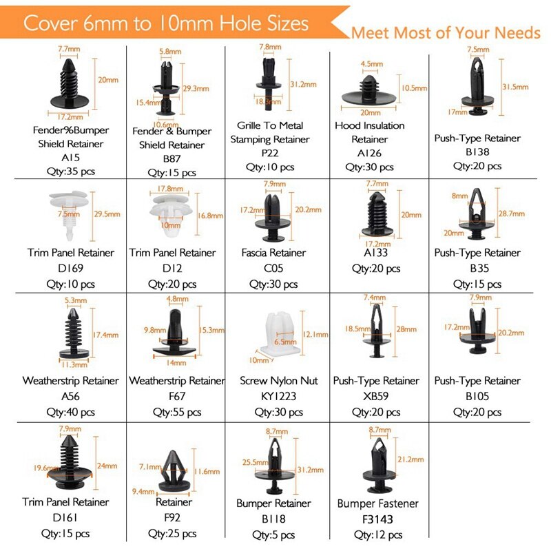 435 Stck Auto Halter Clips & Kunststoff Befestigun... – Grandado