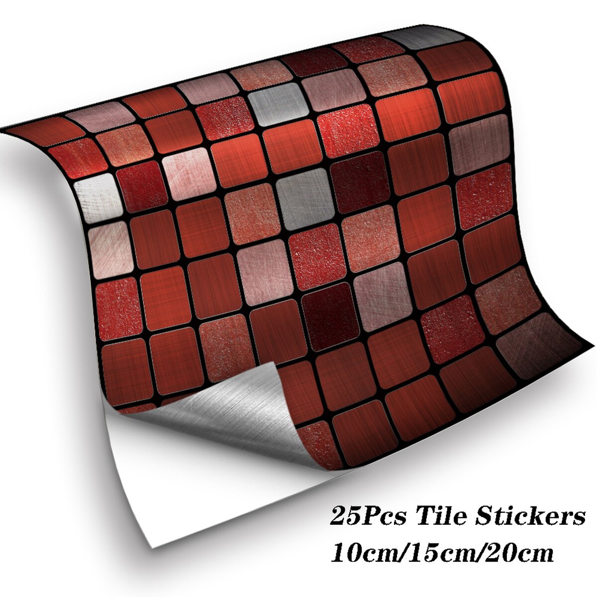 25Pcs 10/15/20CM Red Metallic Lattice Mosaic Wall ... – Vicedeal
