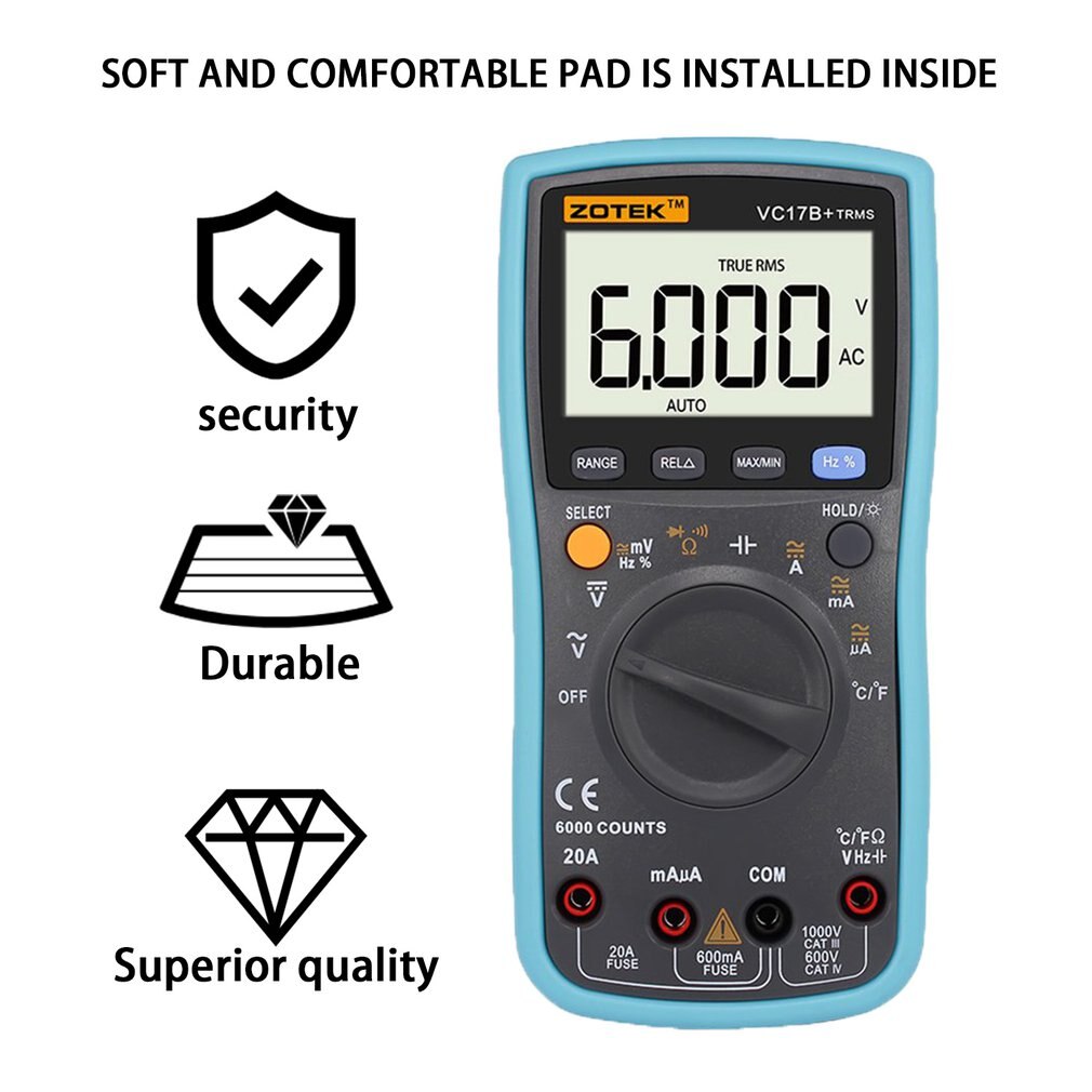 ZOTEK VC17B multimètre numérique 6000 compte rétro... – Grandado