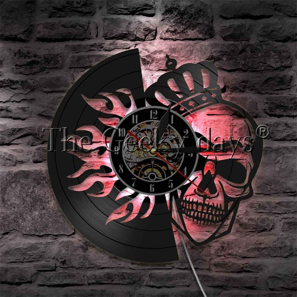 1Piece Skull With Crown On Fire Skeleton Wall Cloc... – Vicedeal