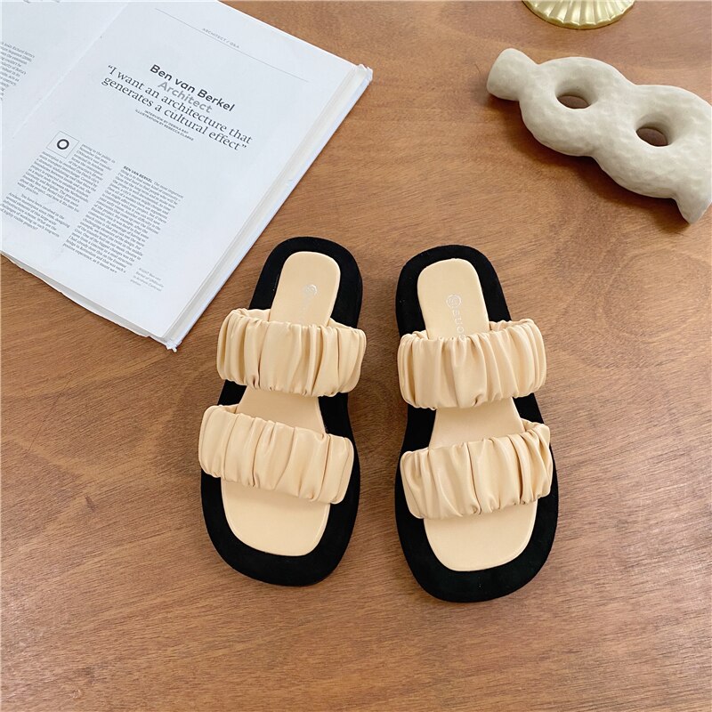 Women Summer Sandal Slippers Pleated Open Toe Plat... – Grandado