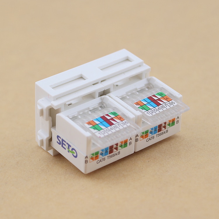 Módulo de red SeTo 128 tipo doble RJ45 Cat6, Keyst... – Grandado