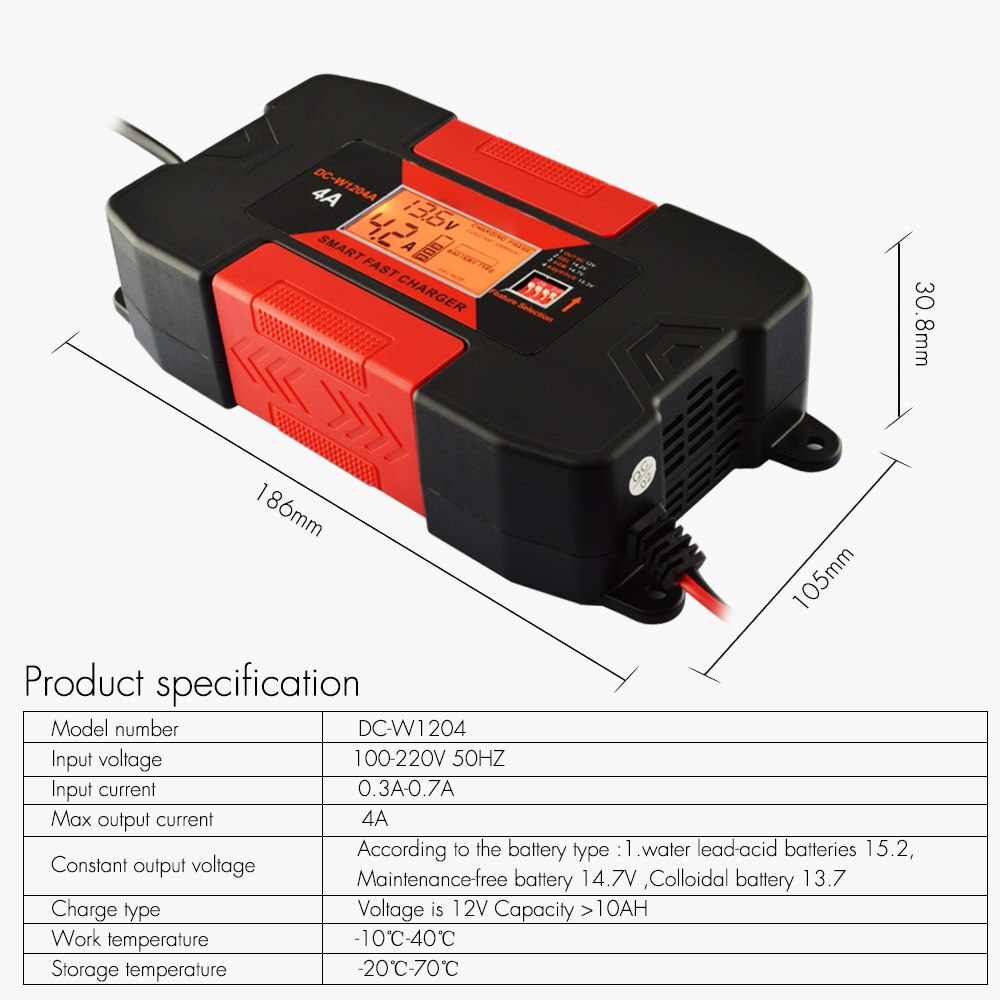 4A 12V Auo Car Smart RoHs Battery Charger With CE ... – Grandado