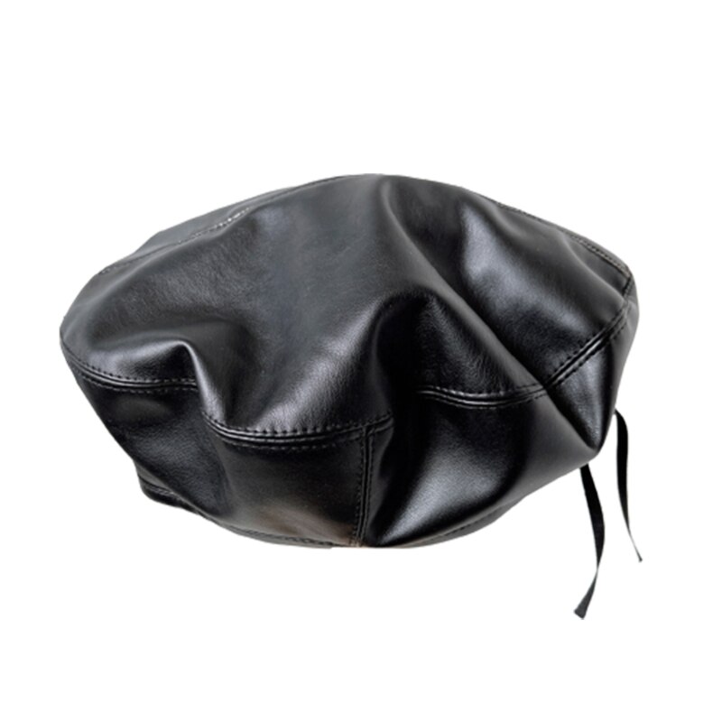 Y166 Beret Hat Women PU Leather Beret British Styl... – Vicedeal