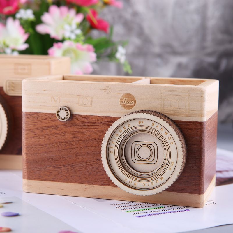 Camera Patroon Houten Pen Etui Houder Stand Deskto... – Vicedeal