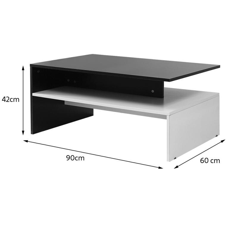 2 Layer C Vorm Salontafel Houten Metalen Frame Ban... – Vicedeal