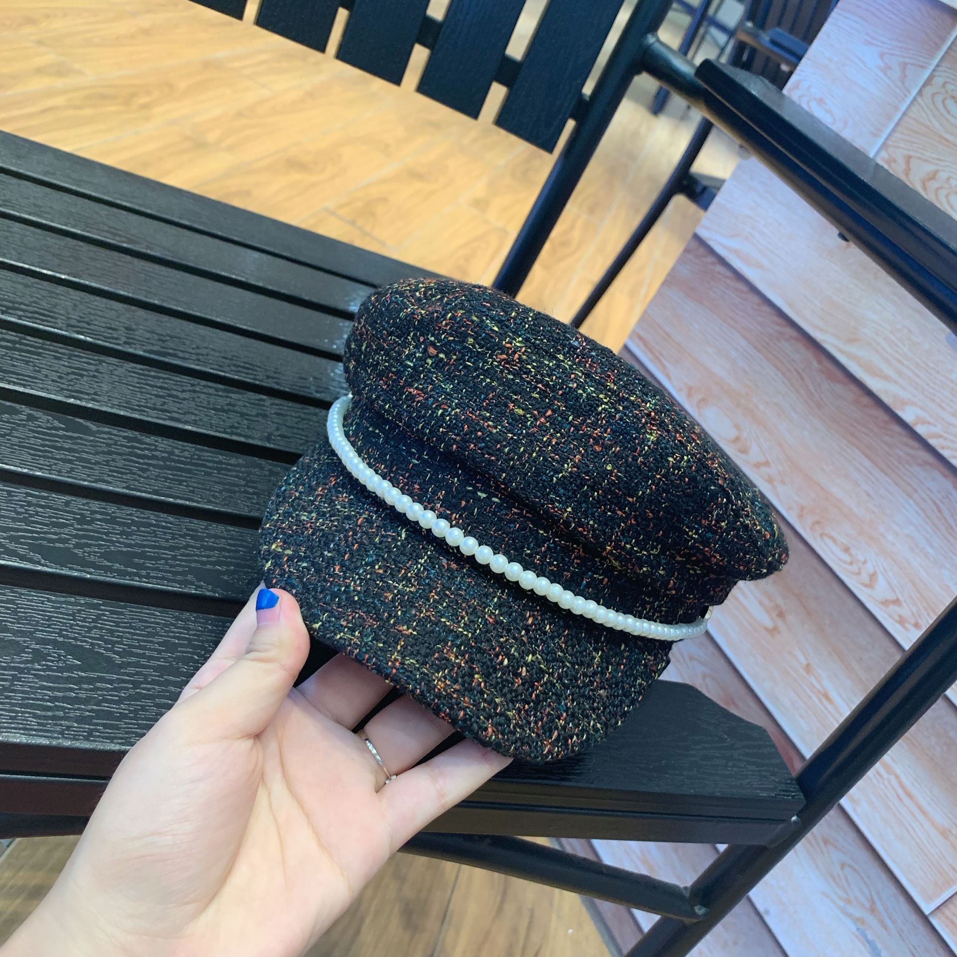Women Visors Cap Autumn Broken Point Tweed Pearl R... – Grandado